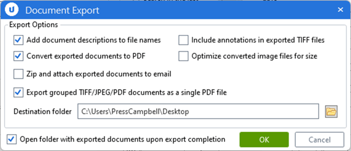 How to export all documents for up to 100 Files at a time.