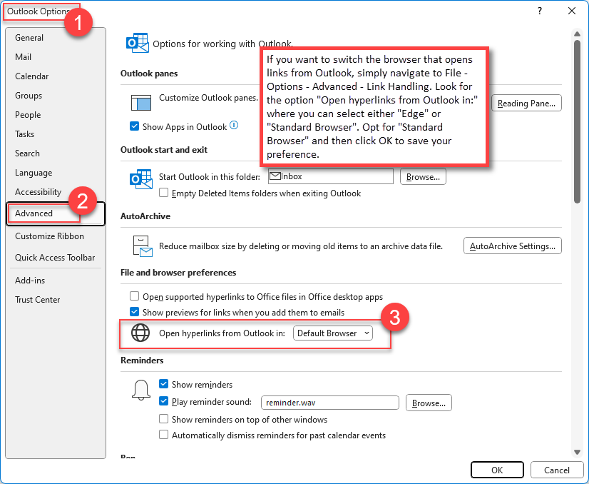 How to Change the Browser used When Opening Links from Outlook