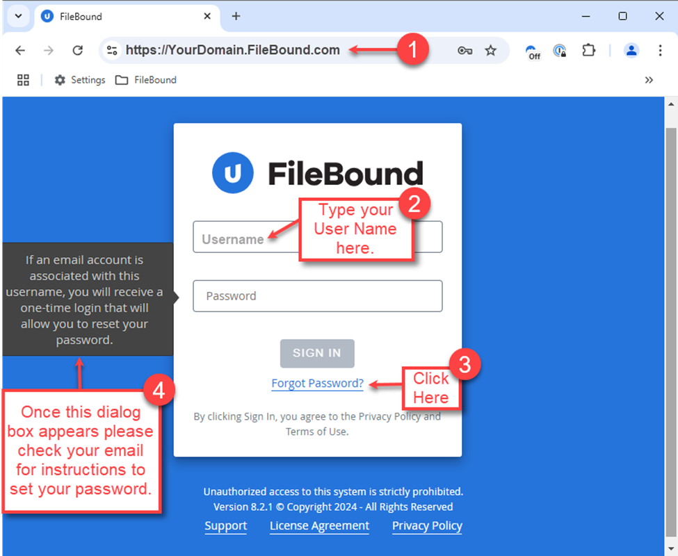 Instructions to Establish Initial FileBound Password