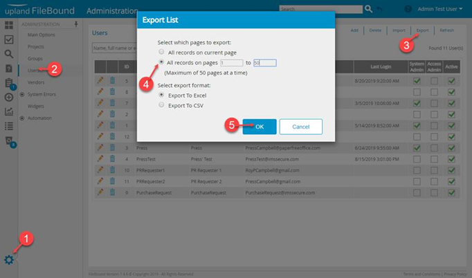 Can You Export A List Of Users From FileBound 